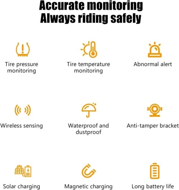 Motorcycle TPMS Solar Powered Tire Pressure & Temp Monitor - Fancy Bikes.pk